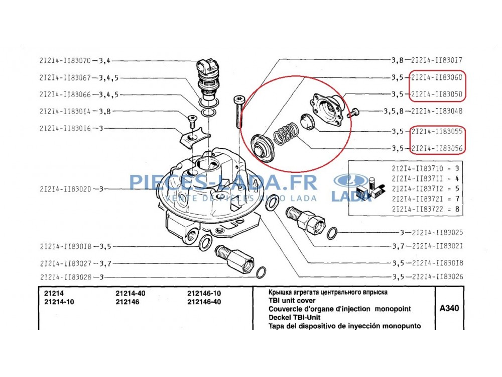 Kit membrane régulateur pression monopoint